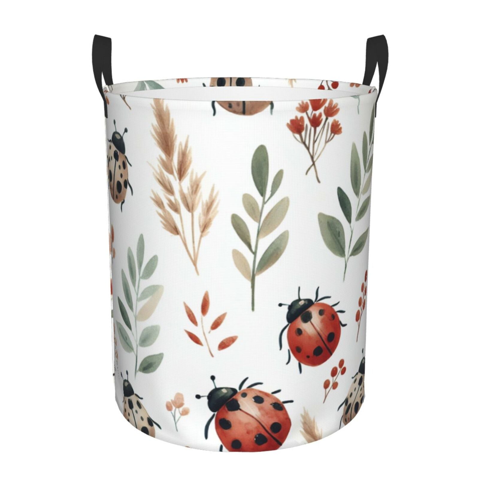 Junzan Watercolor Ladybug Print Large Laundry Basket,Freestanding ...