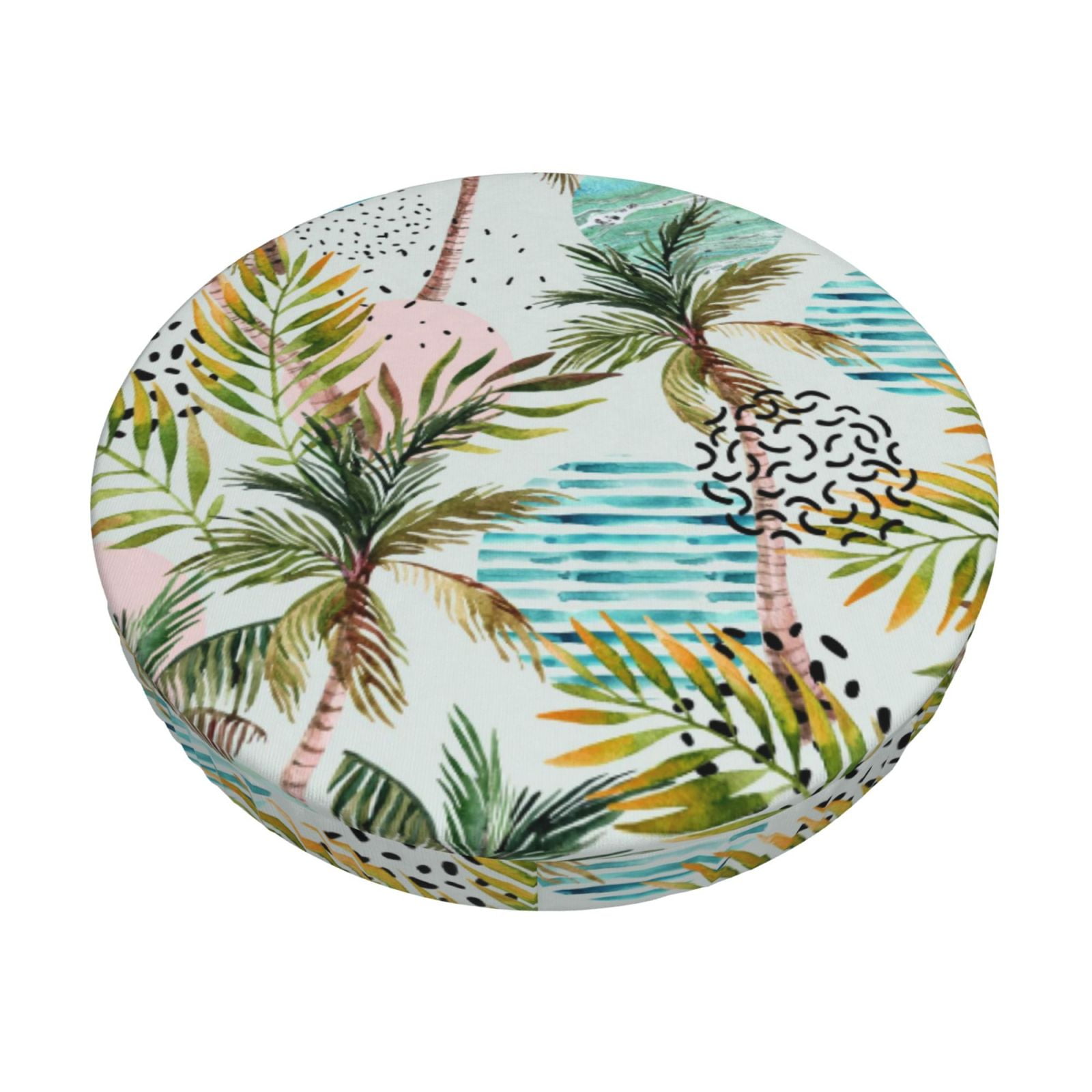 Junzan Watercolor Palm Tree Bar Stool Cover Round Seat Cushion With ...