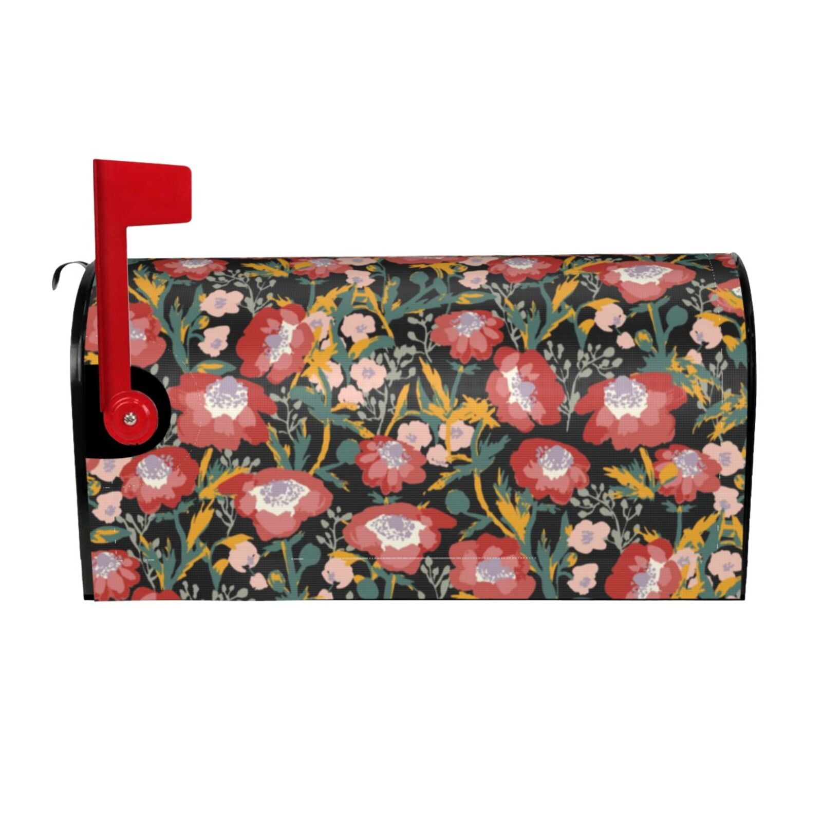 Junzan Watercolor Red Wildflowers Pattern Mailbox Covers,Magnetic ...