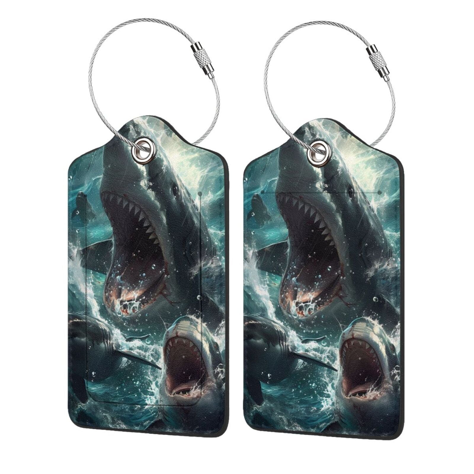 Junzan Wave Ocean Animal Shark for Luggage Tags,Leather Luggage Tags ...