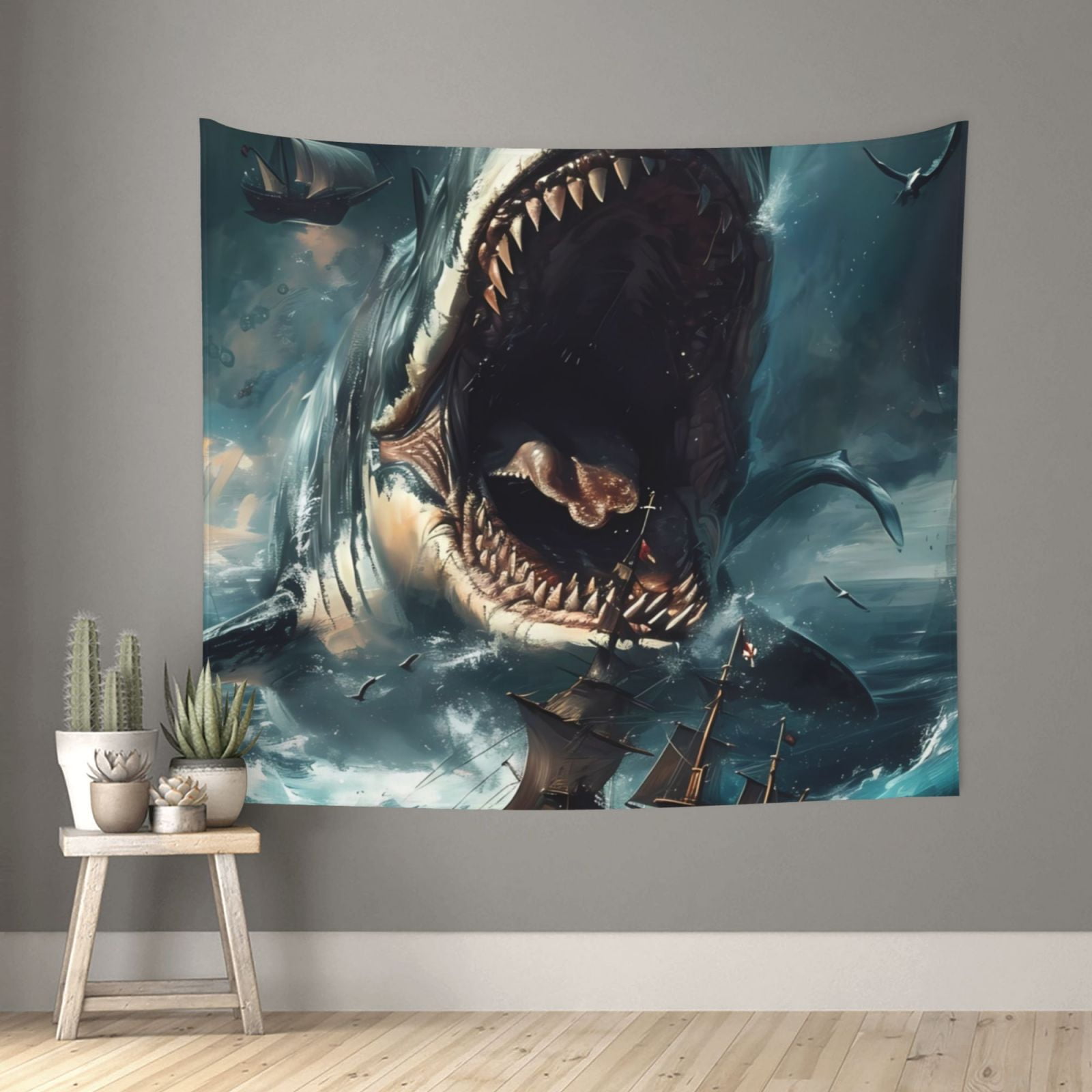 Junzan Wave Sailboat Shark Tapestry Wall Tapestry Home Decor for Room ...