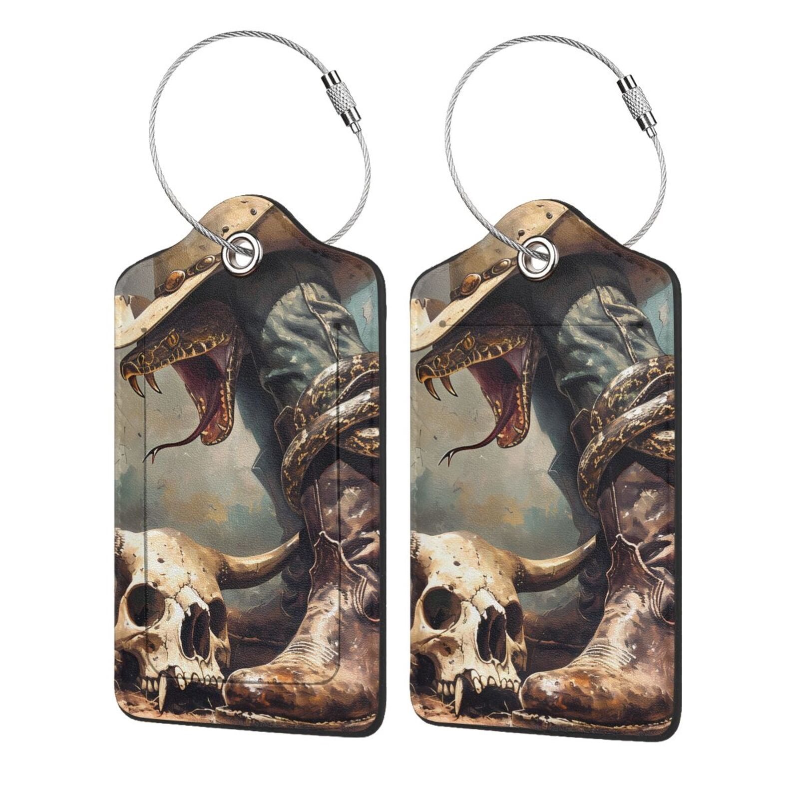 Junzan Western Cowboy Snake Ram Skull for Luggage Tags,Leather Luggage ...