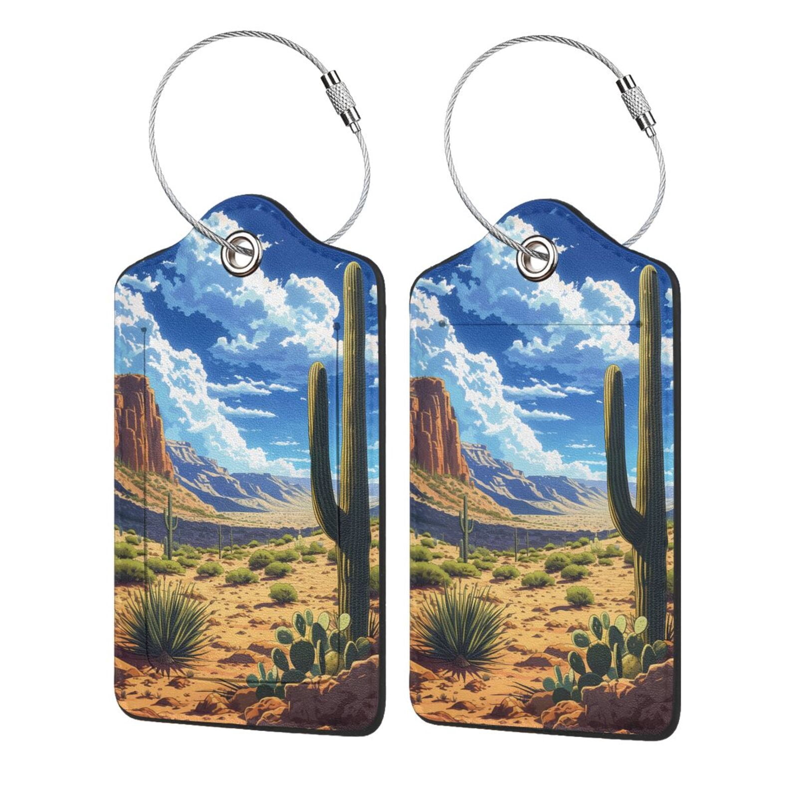 Junzan Western Desert Cactus for Luggage Tags,Leather Luggage Tags for ...