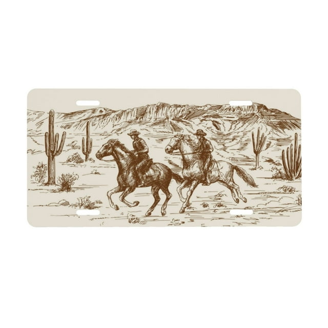 Junzan Western Desert Cowboys Front License Plate Covers Decorative Car ...