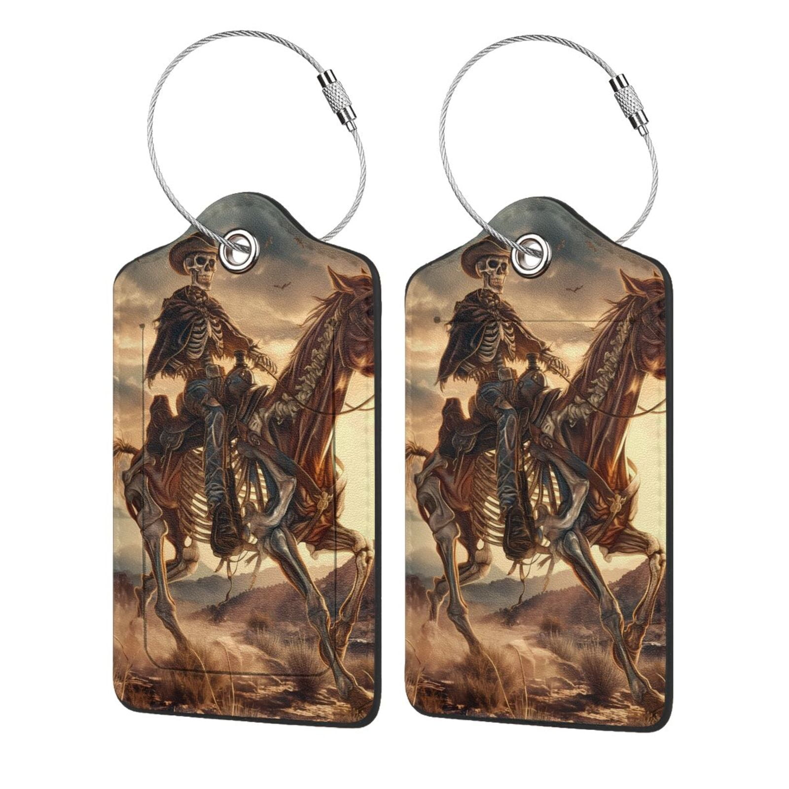 Junzan Western Skeleton Cowboy Horse for Luggage Tags,Leather Luggage ...