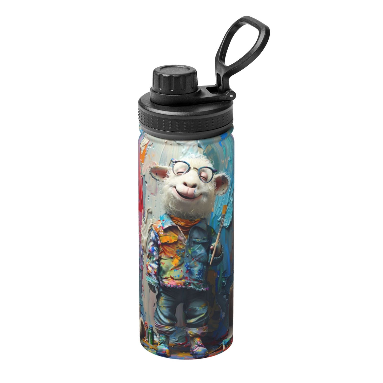Junzan Whimsical Goat Artist Pattern 18OZ Stainless Steel Sports Water ...