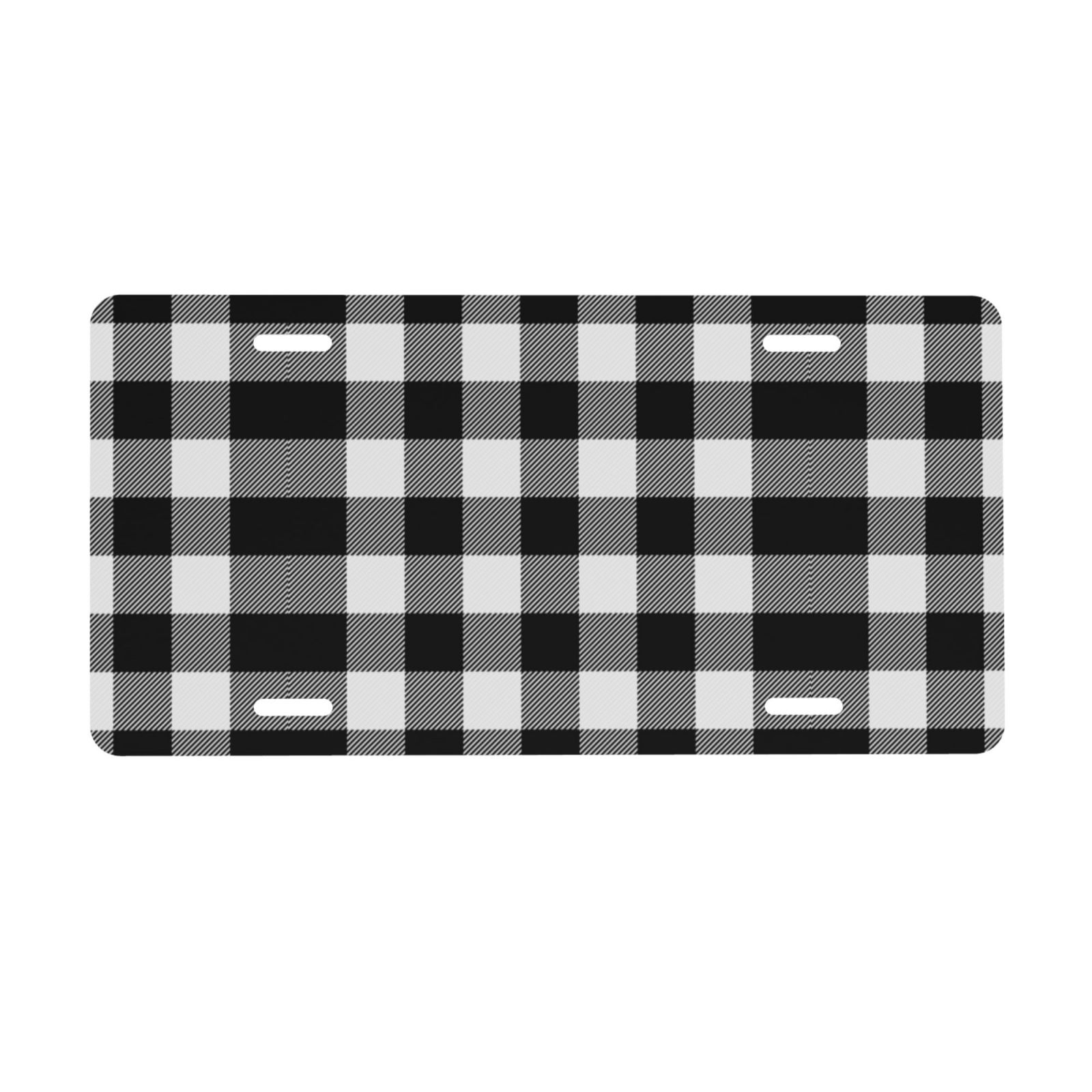 Junzan White And Black Plaid Front License Plate Covers Decorative Car ...