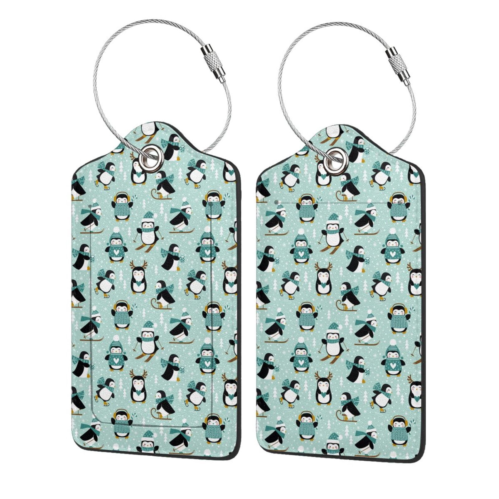 Junzan Winter Skiing Penguin for Luggage Tags,Leather Luggage Tags for ...