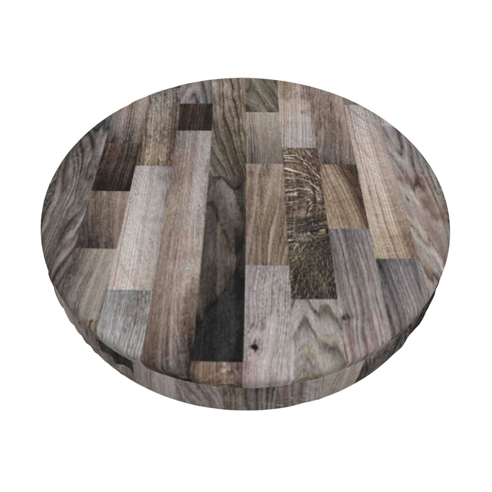 Junzan Wooden Texture Bar Stool Cover Round Seat Cushion With Elastic ...