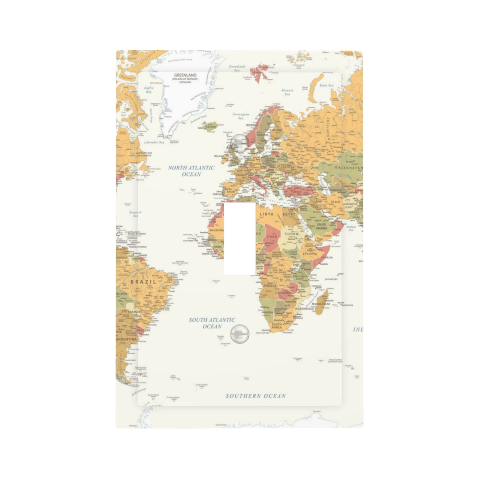 Junzan World Map 1 for Electrical Outlet Covers, 5" x 3" Electric ...
