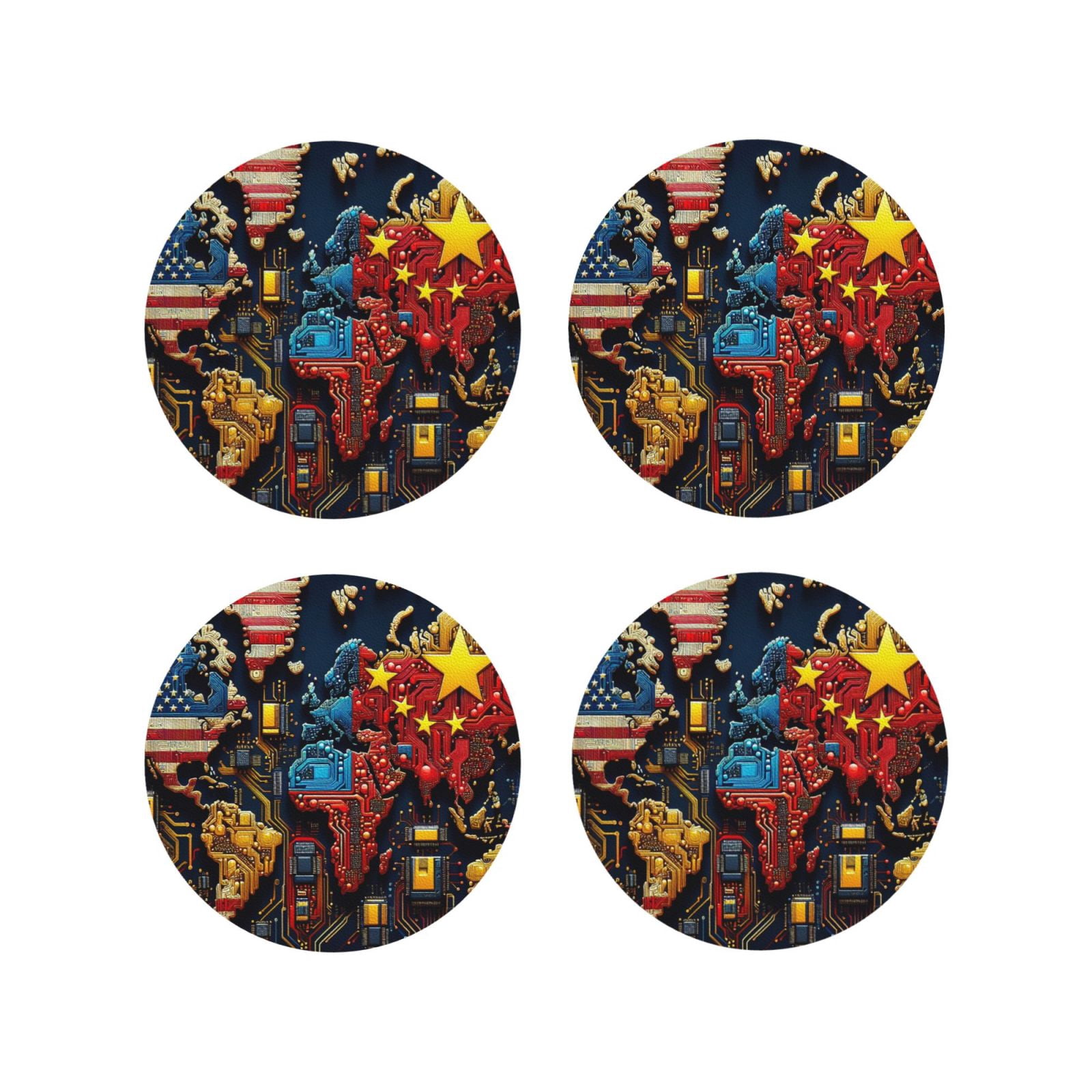 Junzan World Map Of Digital Circuits Print Coasters for Drinks ...