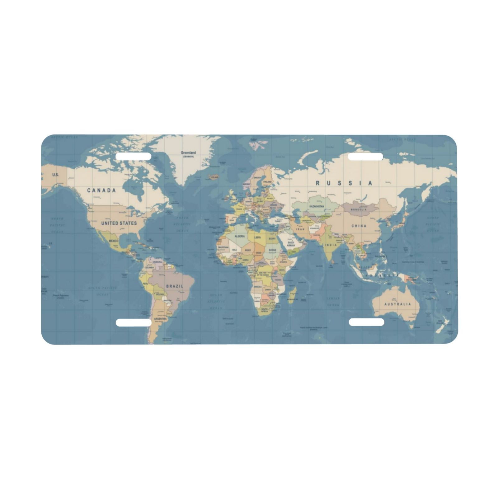 Junzan World Map1 Front License Plate Covers Decorative Car Metal ...