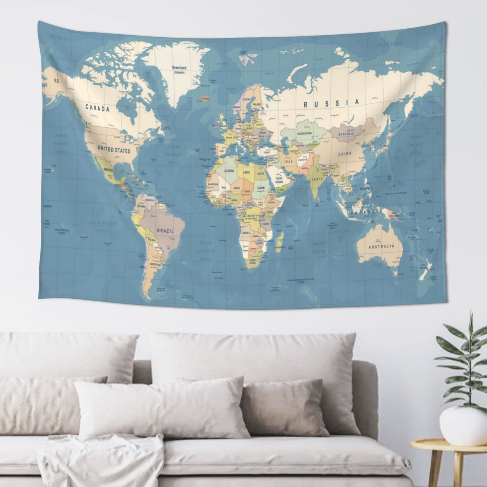 Junzan World Map1 Tapestry Hippie Tapestry For Bedroom Aesthetic Tapestries Wall Hanging For ...