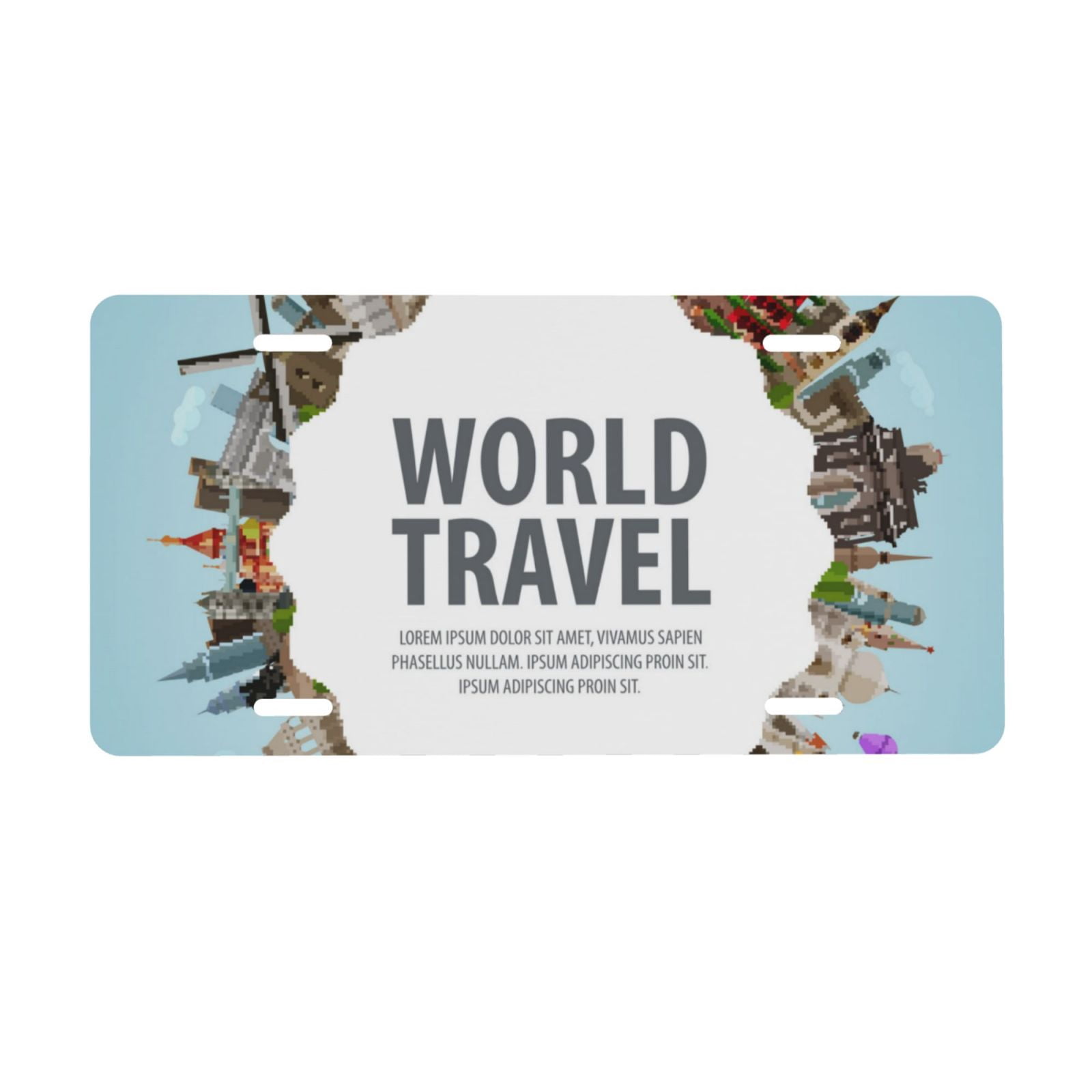 Junzan World Travel Front License Plate Covers Decorative Car Metal ...