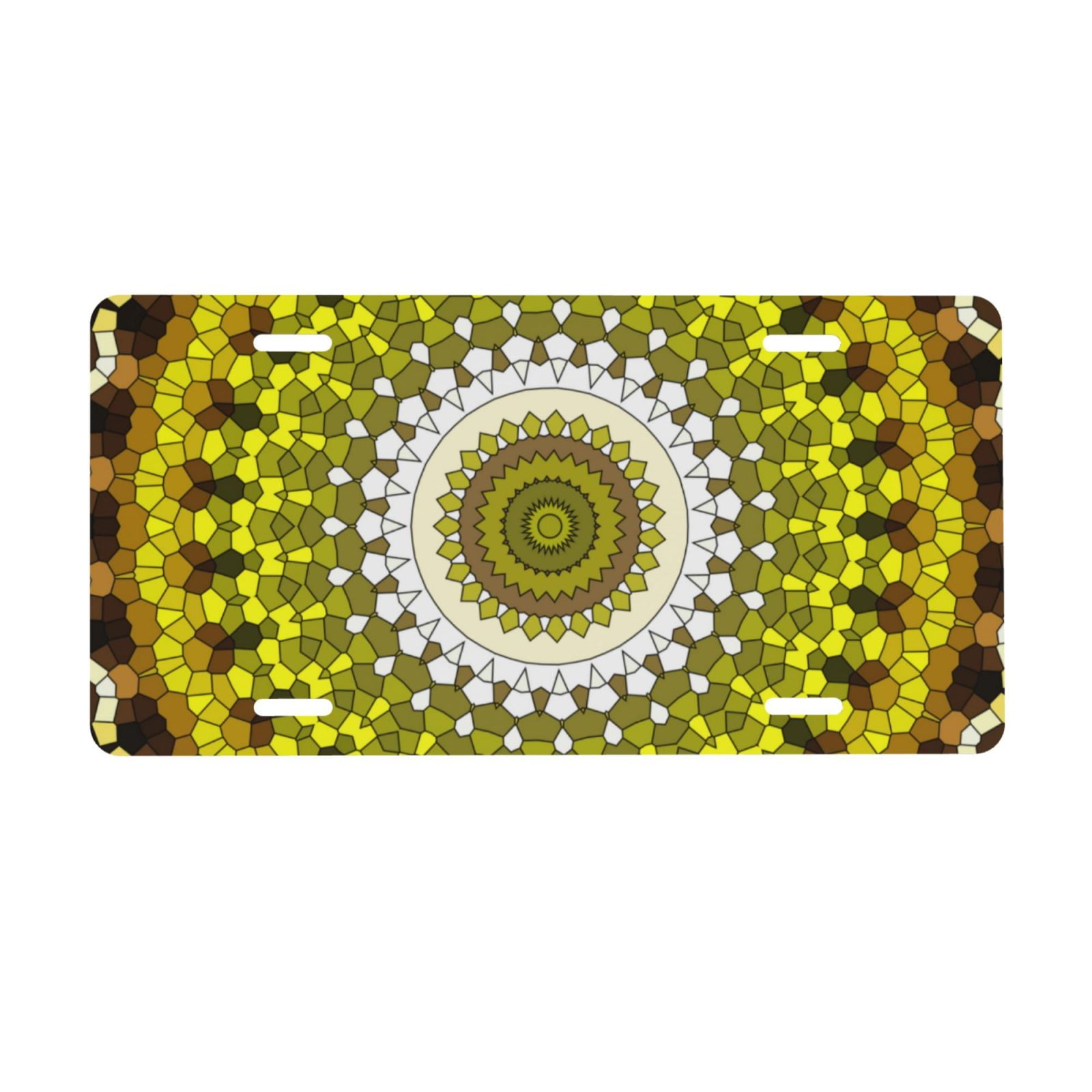 Junzan Yellow Mandala Front License Plate Covers Decorative Car Metal ...