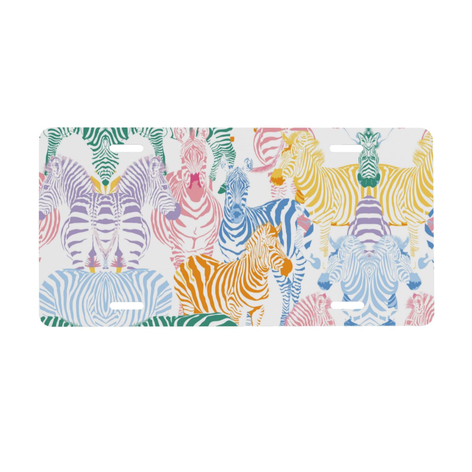 Junzan Zebra Colourful Front License Plate Covers Decorative Car Metal ...