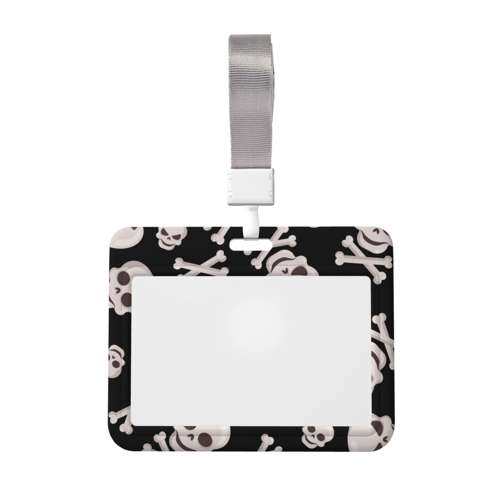 Junzan black white Skull bone ID Badge Holder with Windows Key Card ...