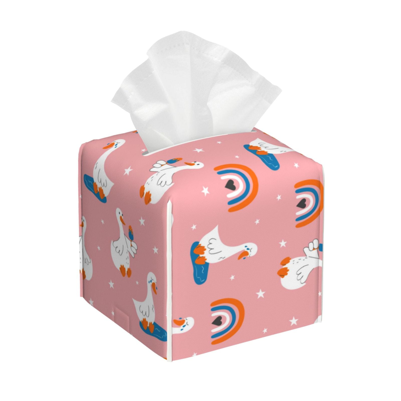 Junzan cartoon goose rainbow for Tissue Box Cover Holder, Square Facial ...