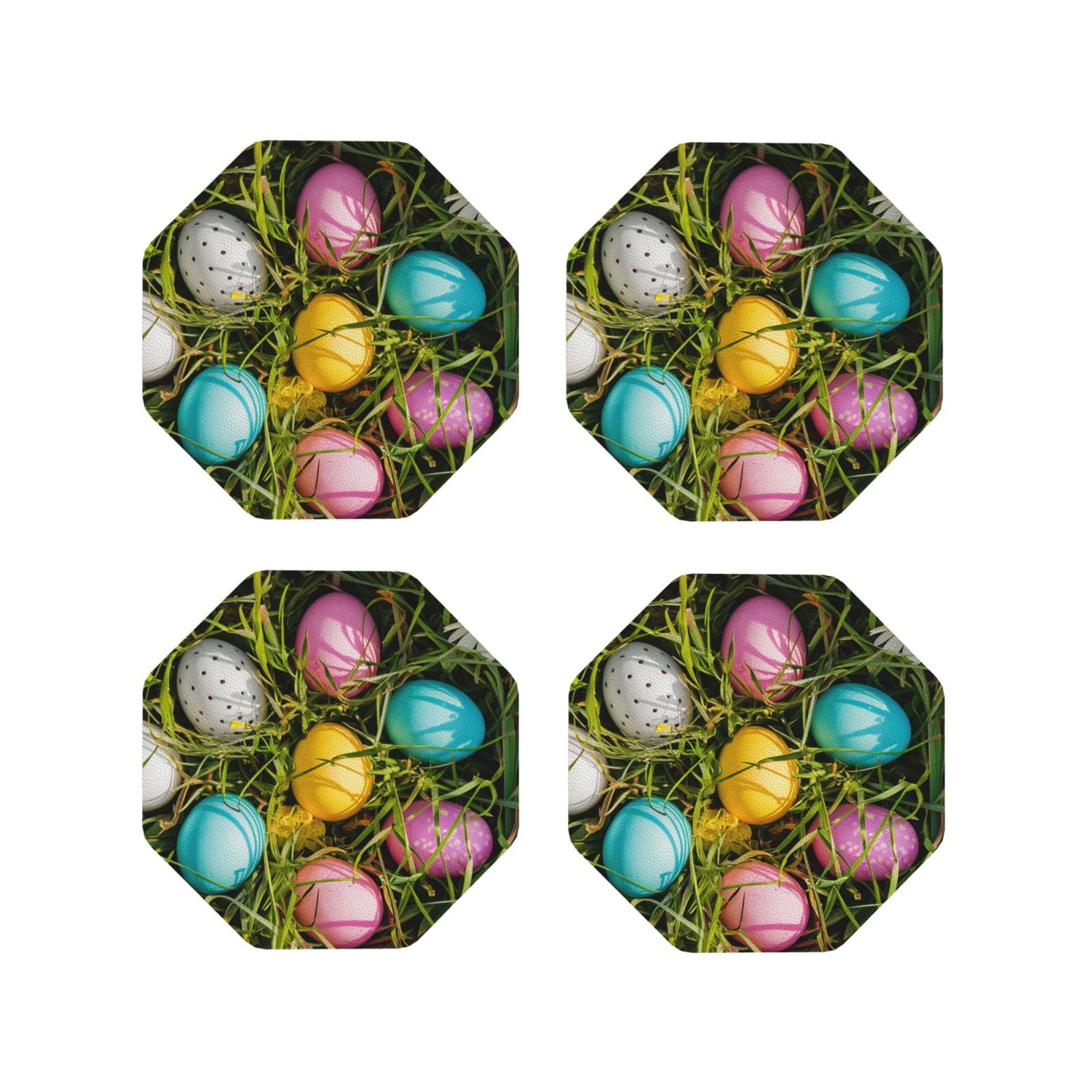 Junzan colorful Easter eggs Print Coasters for Drinks - Leather ...