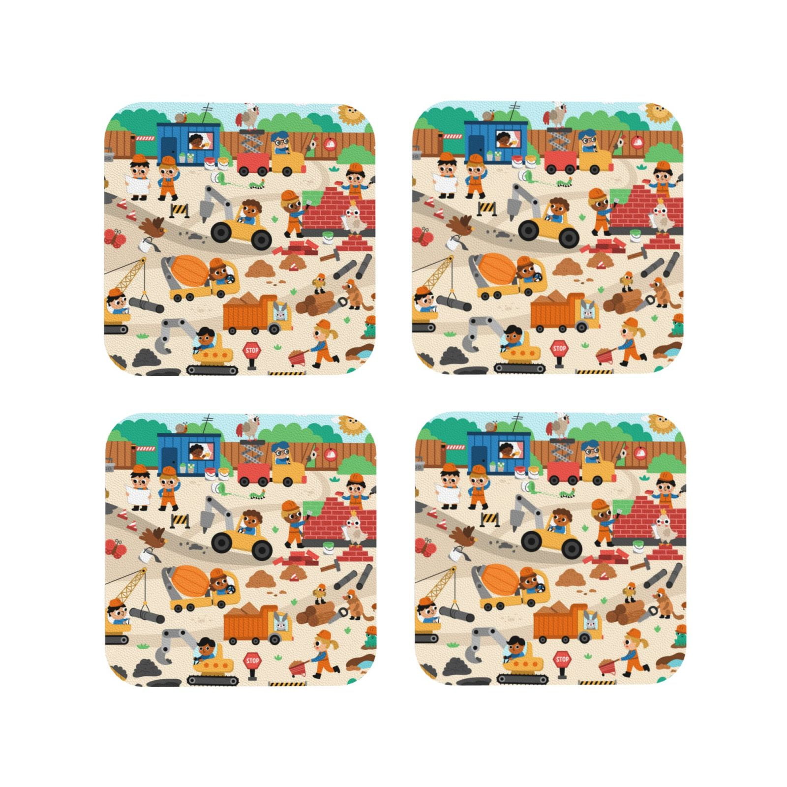 Junzan construction road work landscape Print Coasters for Drinks ...