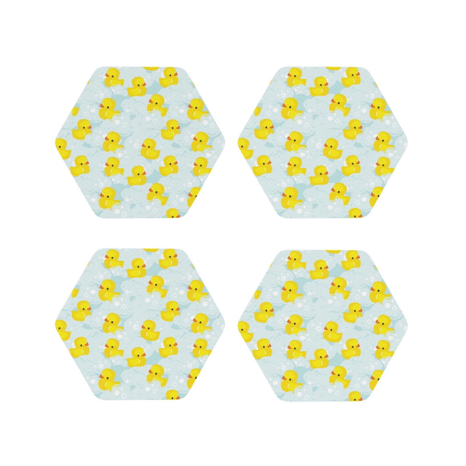 Junzan cute rubber duck Print Coasters for Drinks - Leather Coasters ...