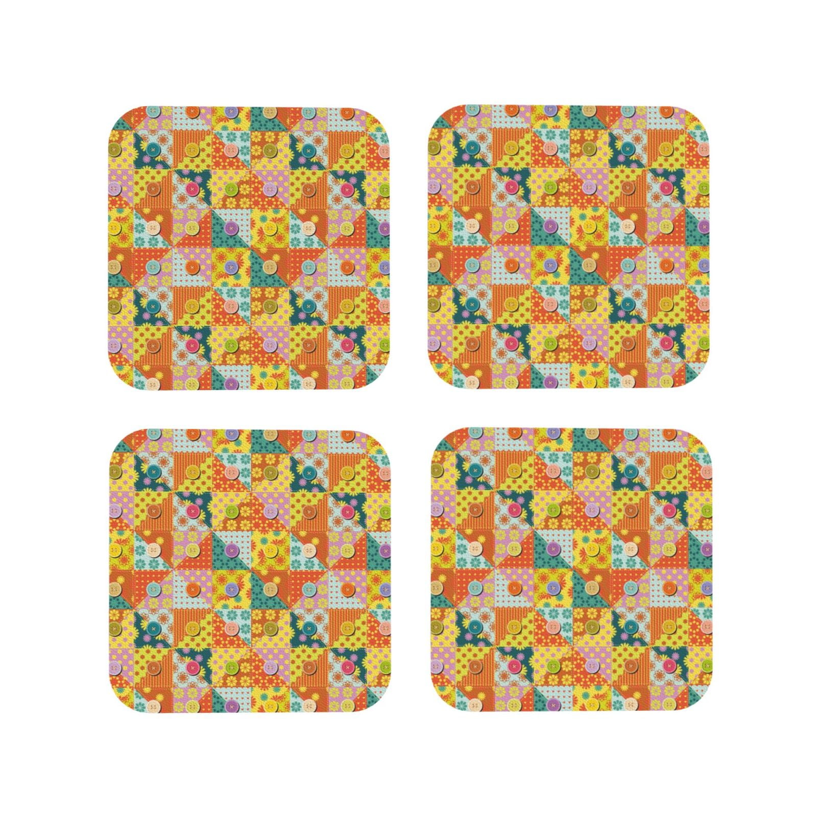 Junzan different patchwork Print Coasters for Drinks - Leather Coasters ...