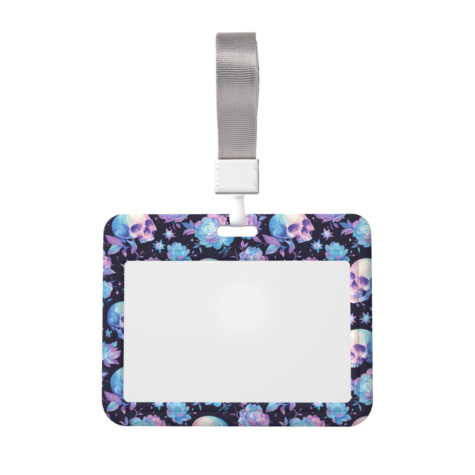 Junzan flower Skull in starry sky ID Badge Holder with Windows Key Card ...