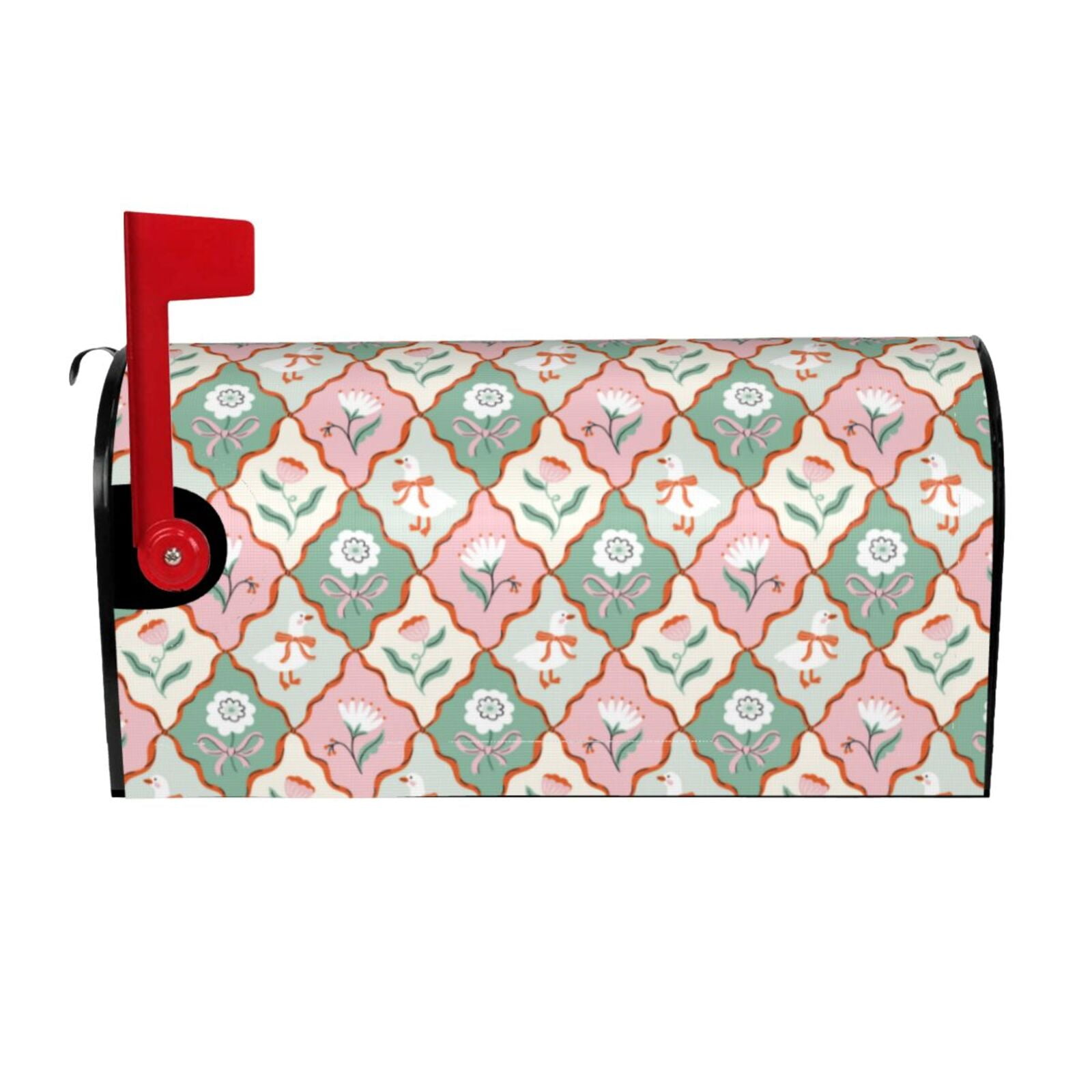 Junzan flowers and white geese Pattern Mailbox Covers,Magnetic Mailbox ...