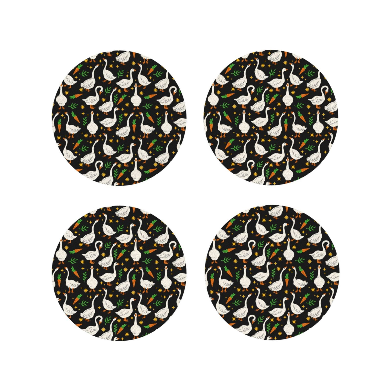 Junzan funny Goose Print Coasters for Drinks - Leather Coasters Set of ...