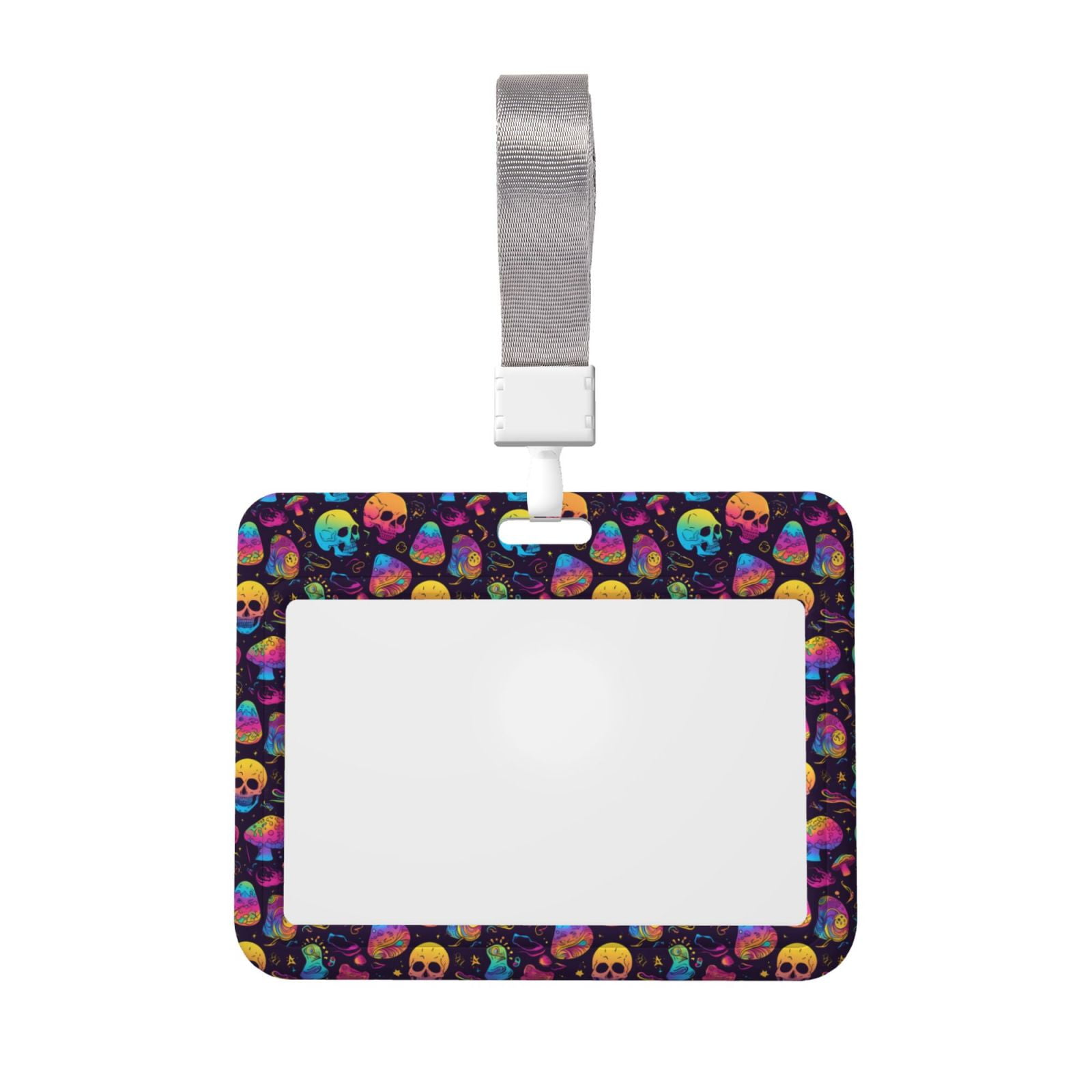 Junzan mushroom color Skull ID Badge Holder with Windows Key Card Work ...