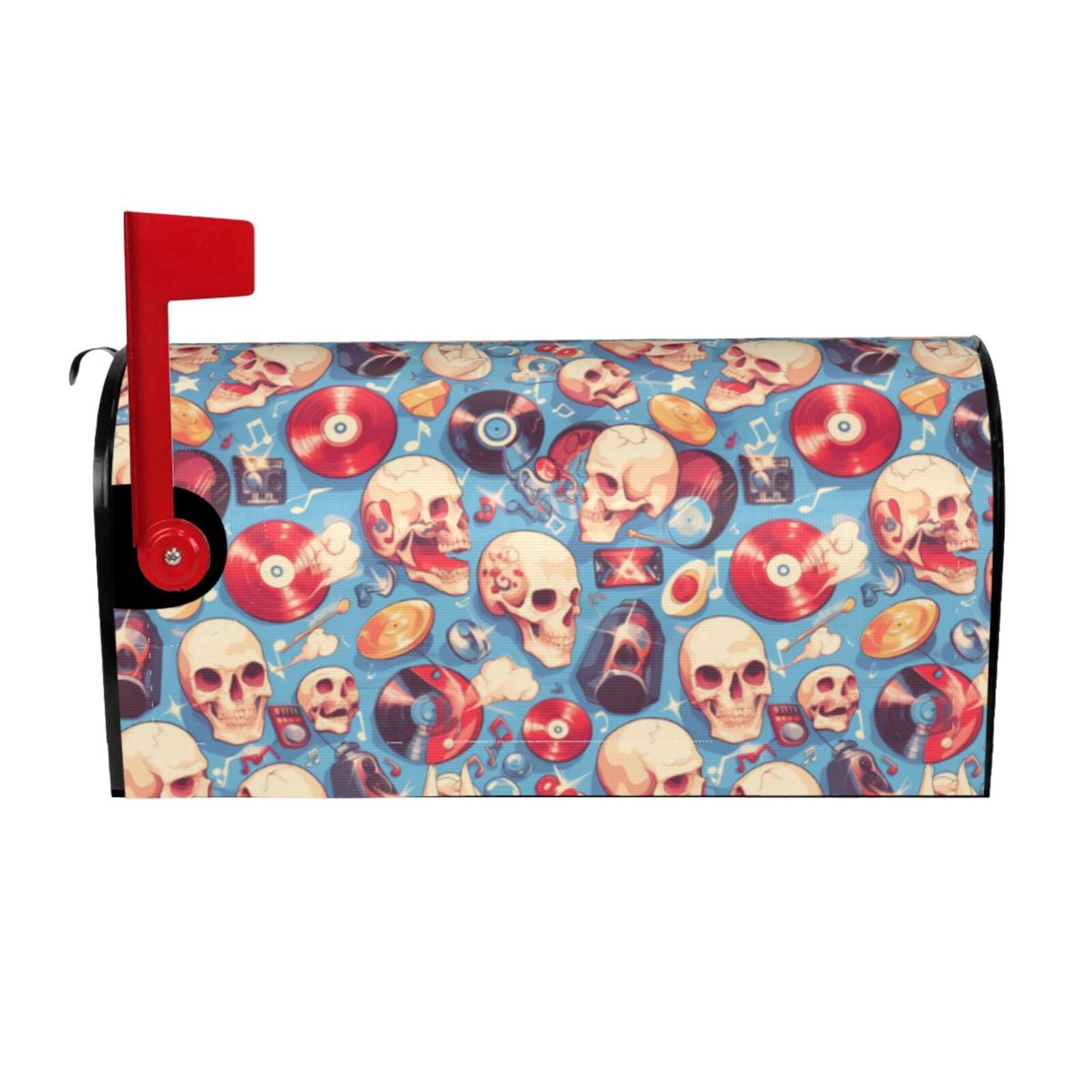 Junzan music Skull record Retro Pattern Mailbox Covers,Magnetic Mailbox ...