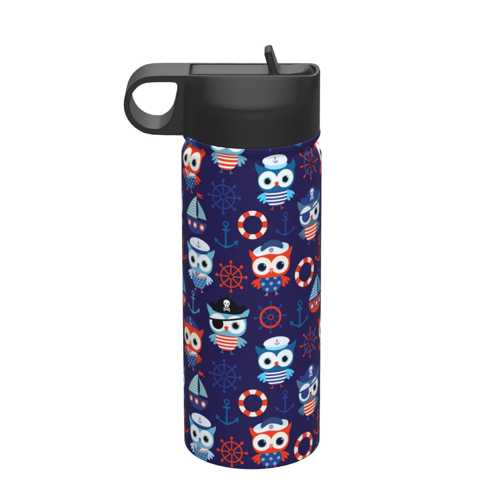 Junzan pirate owls and boats Pattern Stainless Steel Sports Water Cup ...