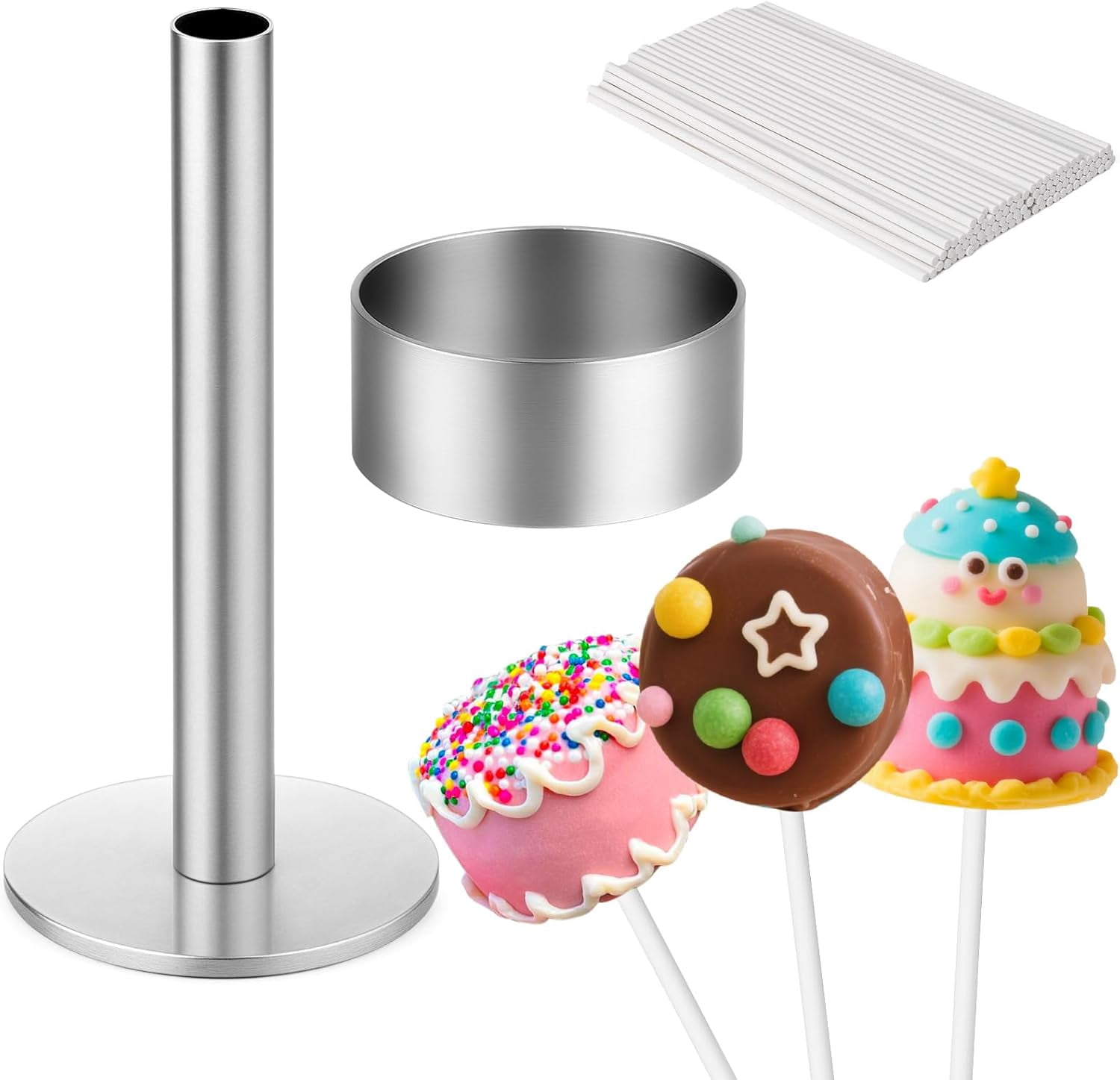 Juome Circle Cake Pop Mold Kit, Round Cake Pop Cutter and Pusher Cake ...