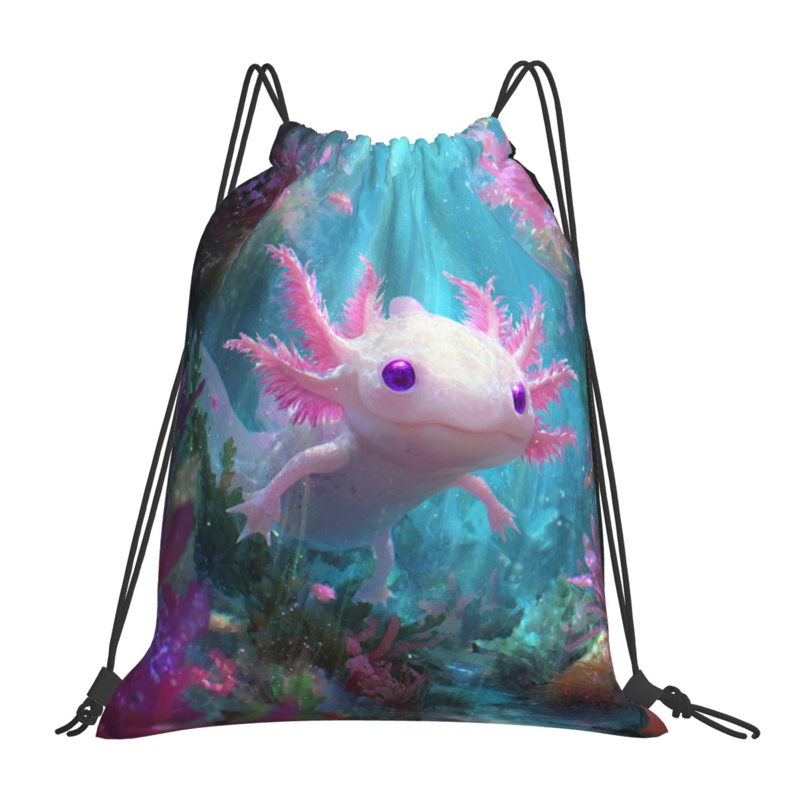 Juoritu Kawaii Axolotl Water-Resistant Drawstring Backpack ...
