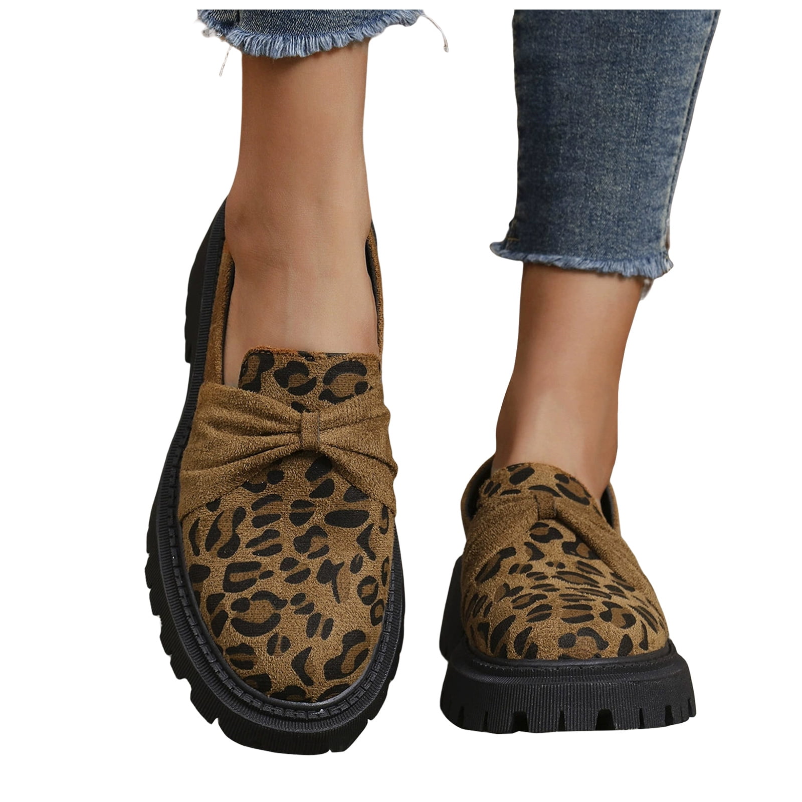 Juosiy Loafers for Women Comfortable Slip On Sneakers Fashion Leopard ...