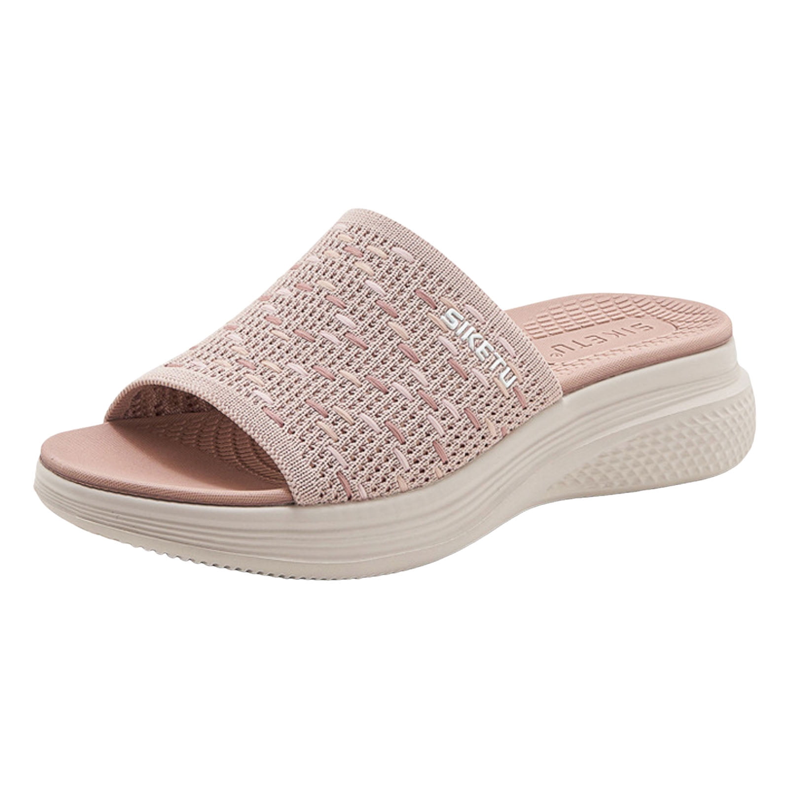 Juosiy Sandals for Women 2025 Knit Slip On Wedge Slides Lightweight ...