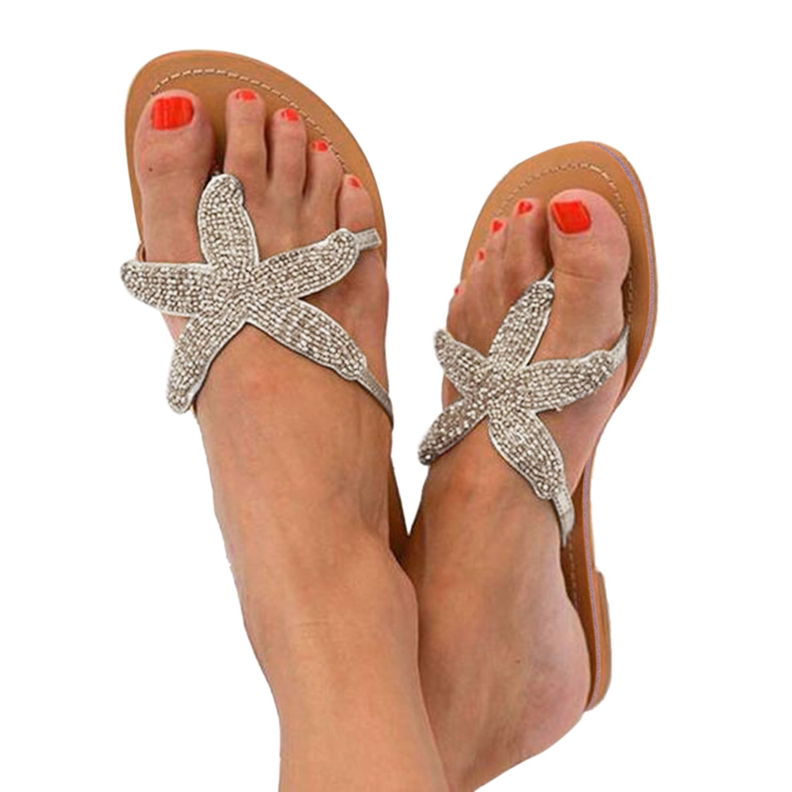 Juosiy Sandals for Women 2025 Sea Star Slides Beach Vacation Dress Flat ...