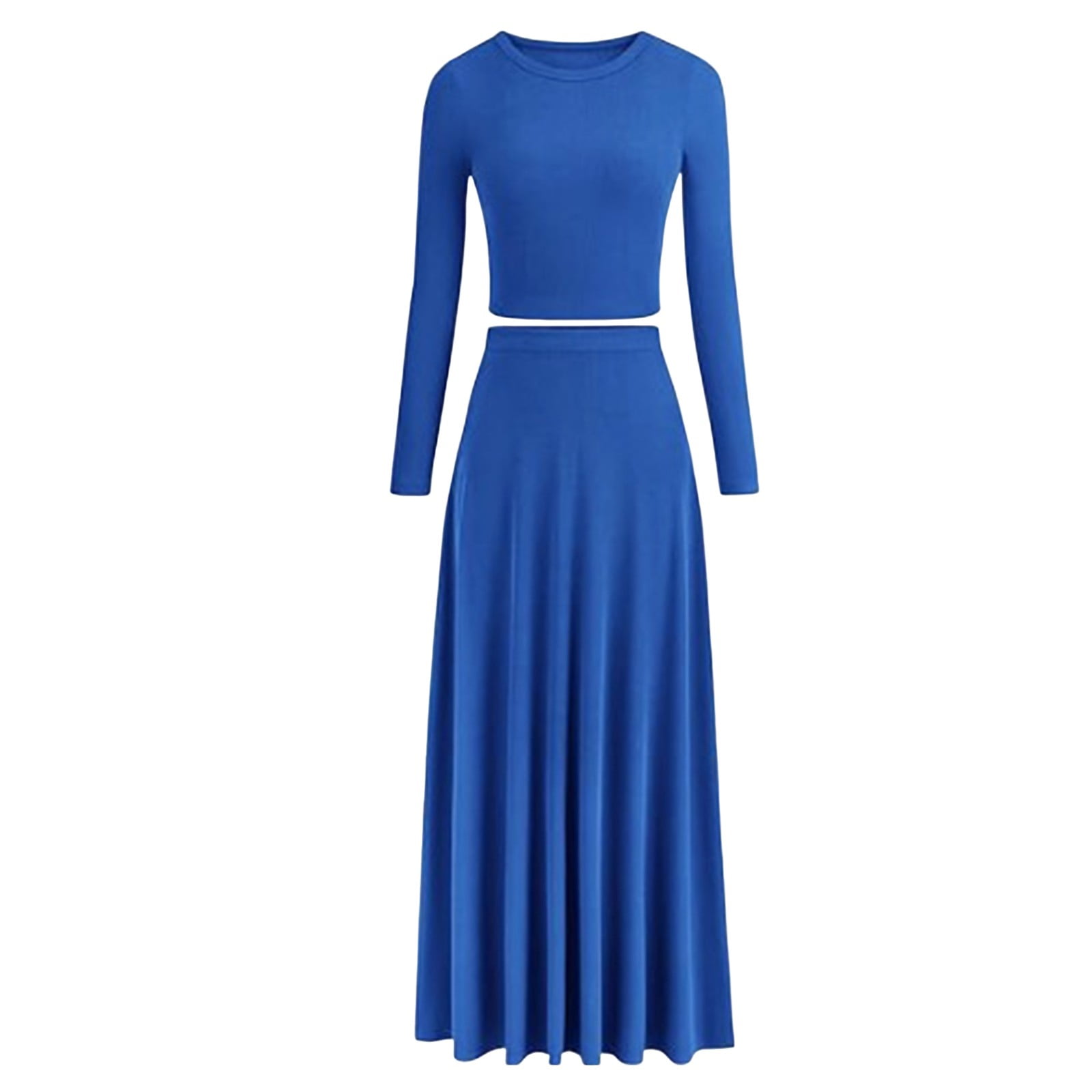 Juosiy Women 2 Piece Ribbed Knit Dress Sets Simple Cozy Long Sleeve ...