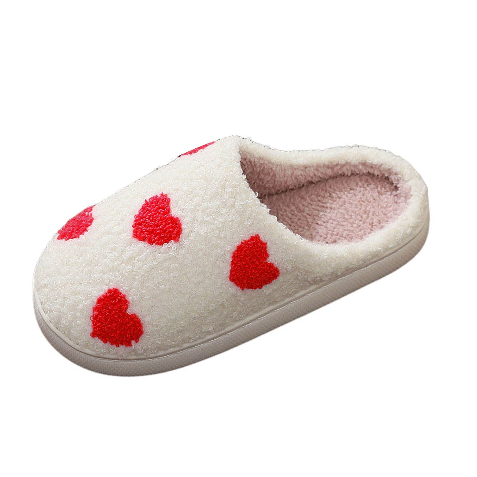 Juosiy Women's Solid Color Plush Peach Heart Print Shoes Fashion Winter ...