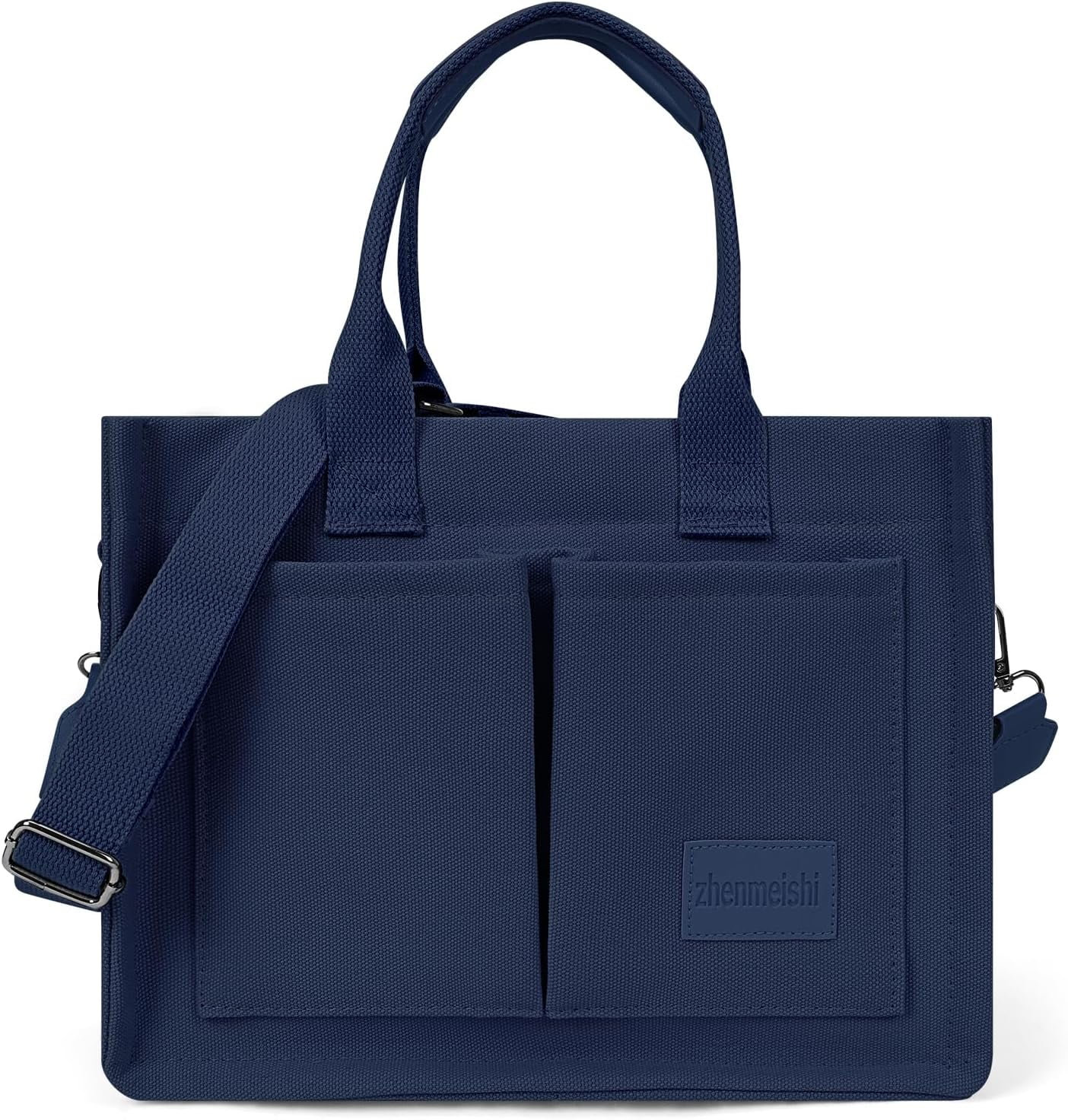 Juoxeepy Canvas Tote Bag with Multi Pockets Everything Tote for Women ...