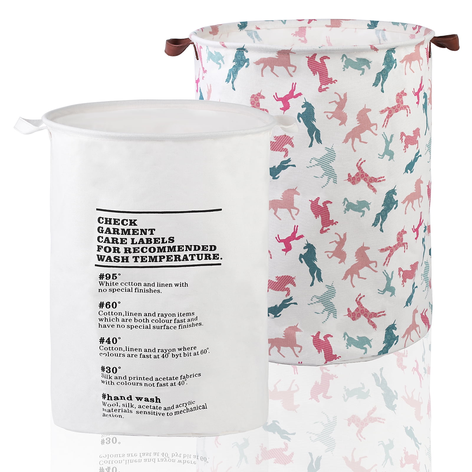 Jupean 2-Pack Large Laundry Basket, Waterproof Freestanding Laundry ...