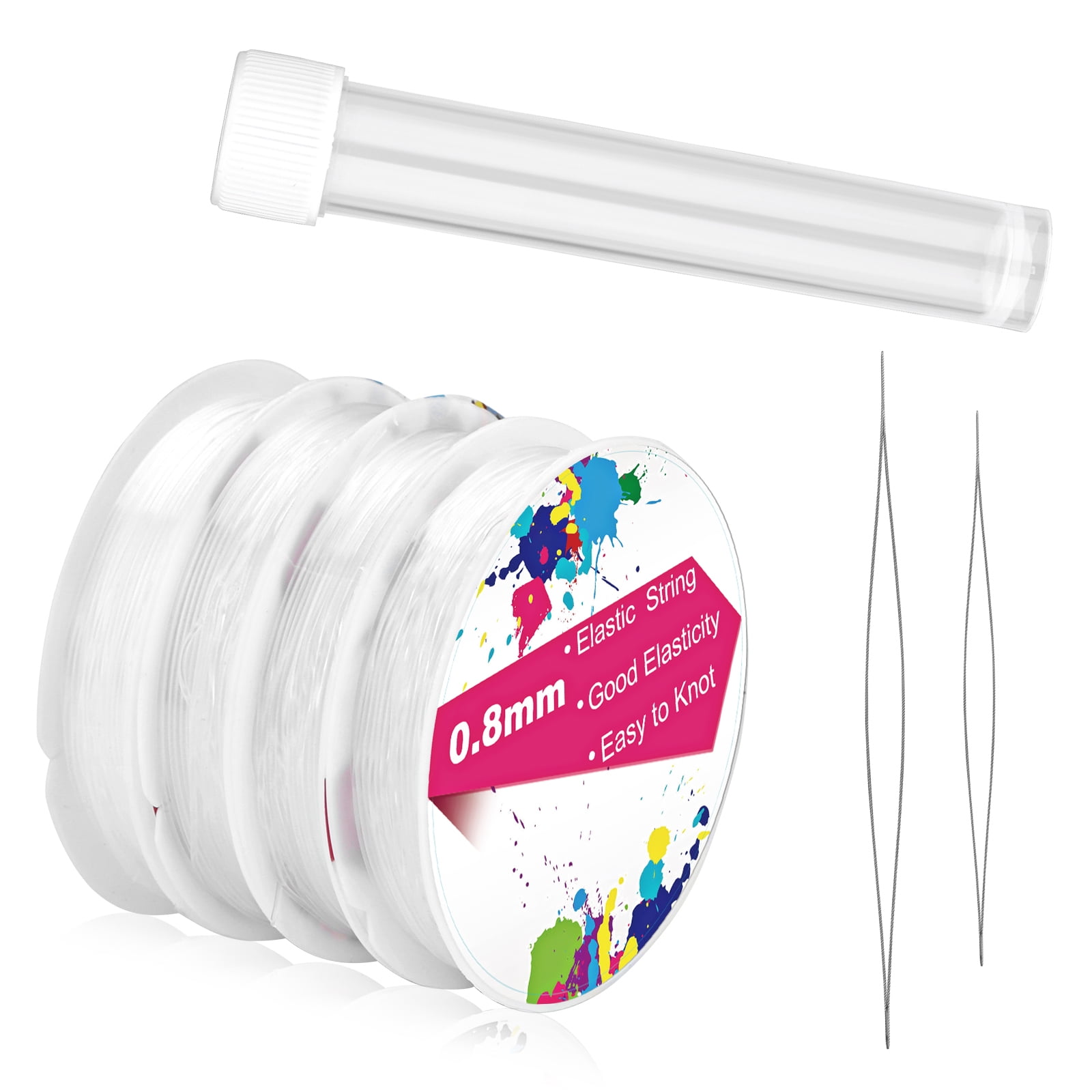 Jupean Elastic Stretch Thread, with Big Eye Bead Needles and Needle ...