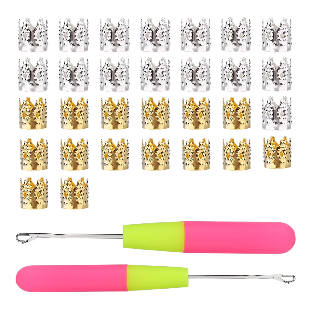 Jupean Latch Hook Crochet Needle Kit (2Pcs), Dreadlocks Hair Braid Ring ...