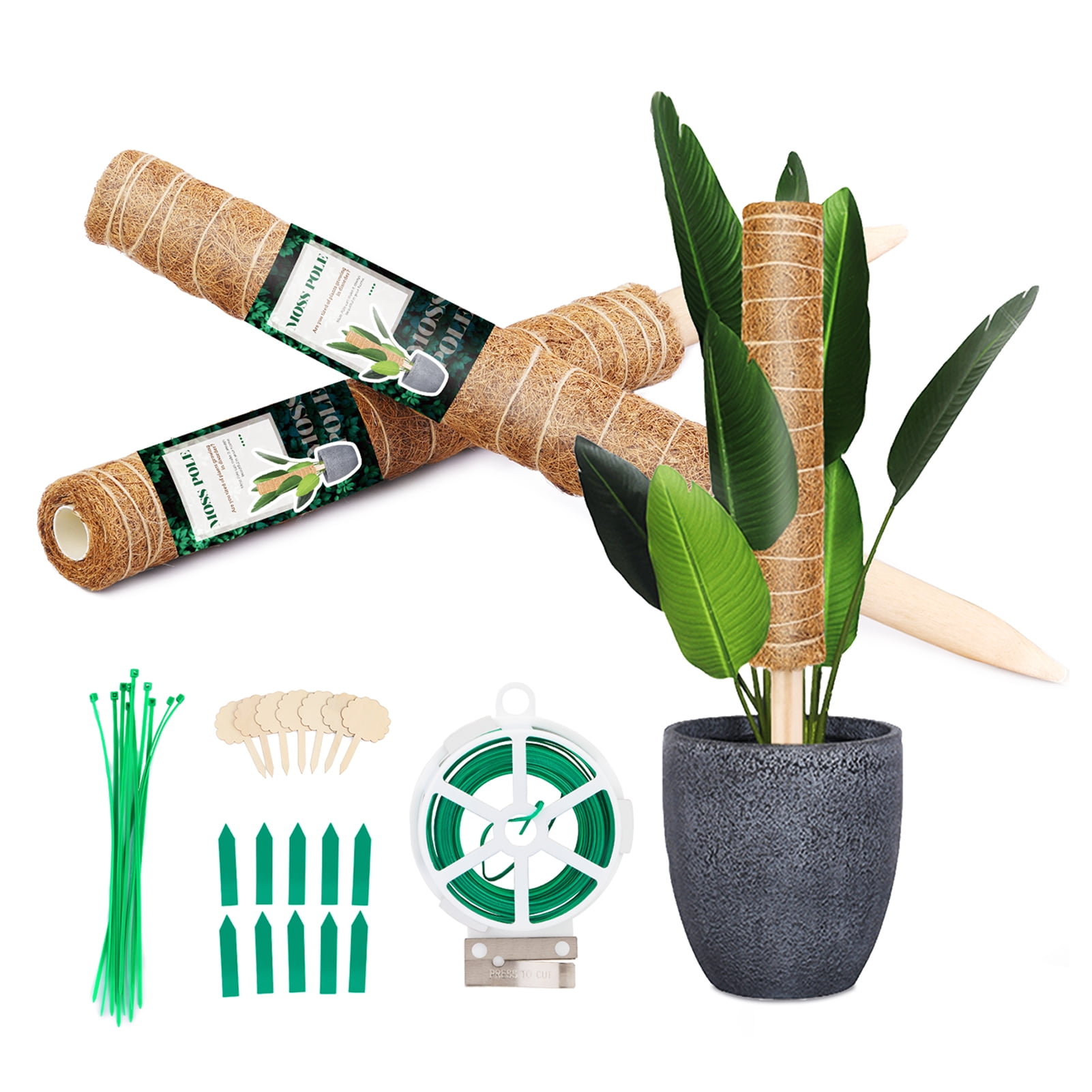Jupean Moss Poles, Moss Poles for Climbing Plants, Coconut Palm Stick ...