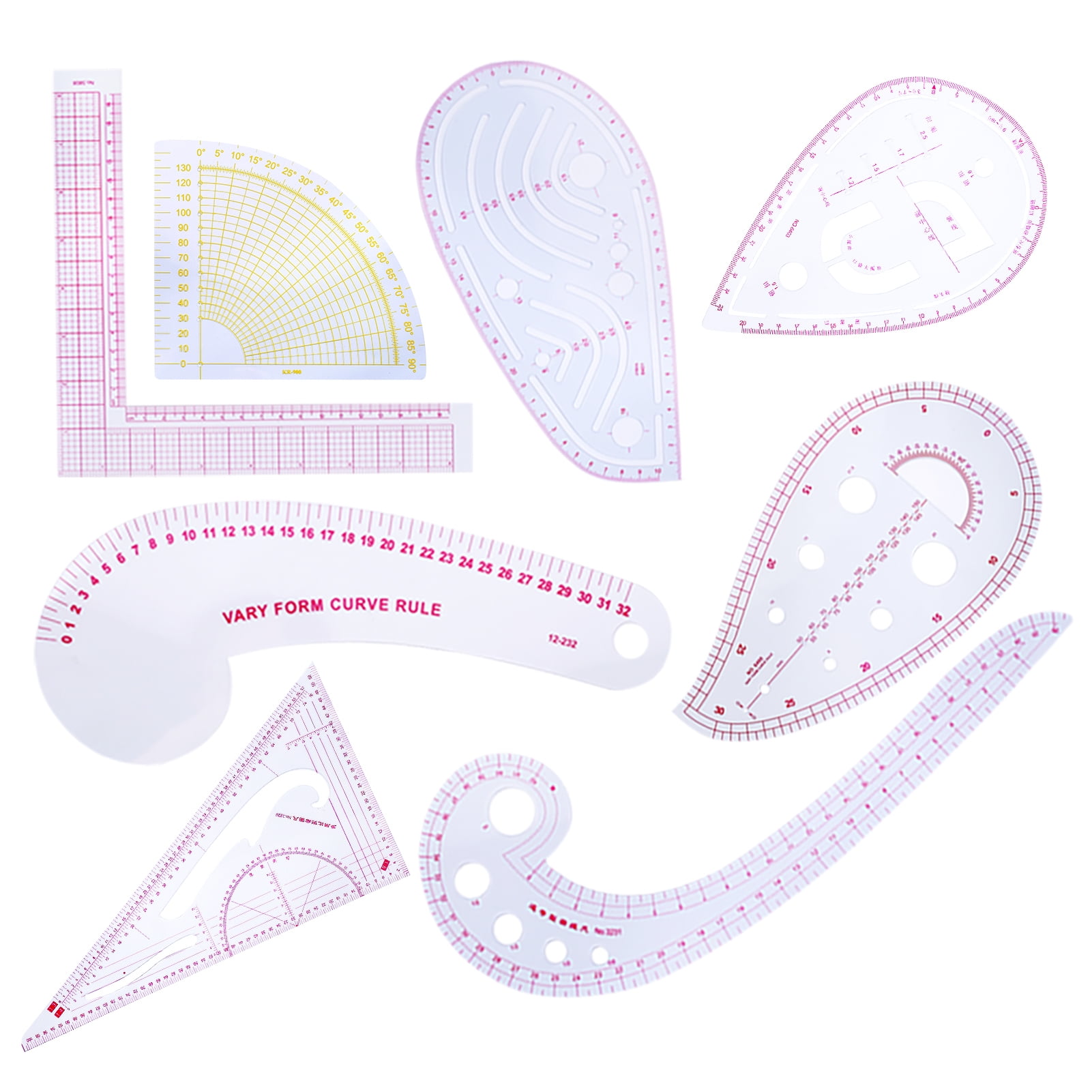 Jupean Sewing Ruler Set, Curve Guide Supplies for Tailors, Designers ...