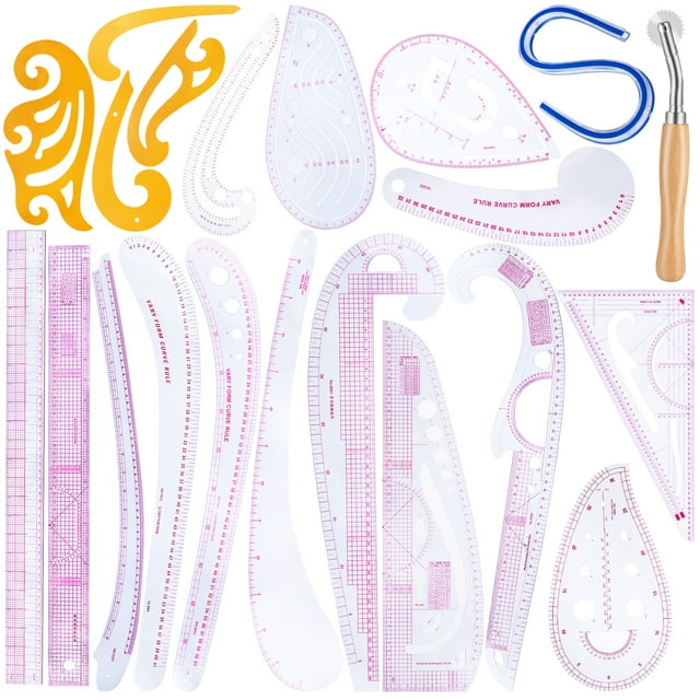 Jupean Sewing Ruler Set, Durable Plastic, for Beginners, Tailors ...