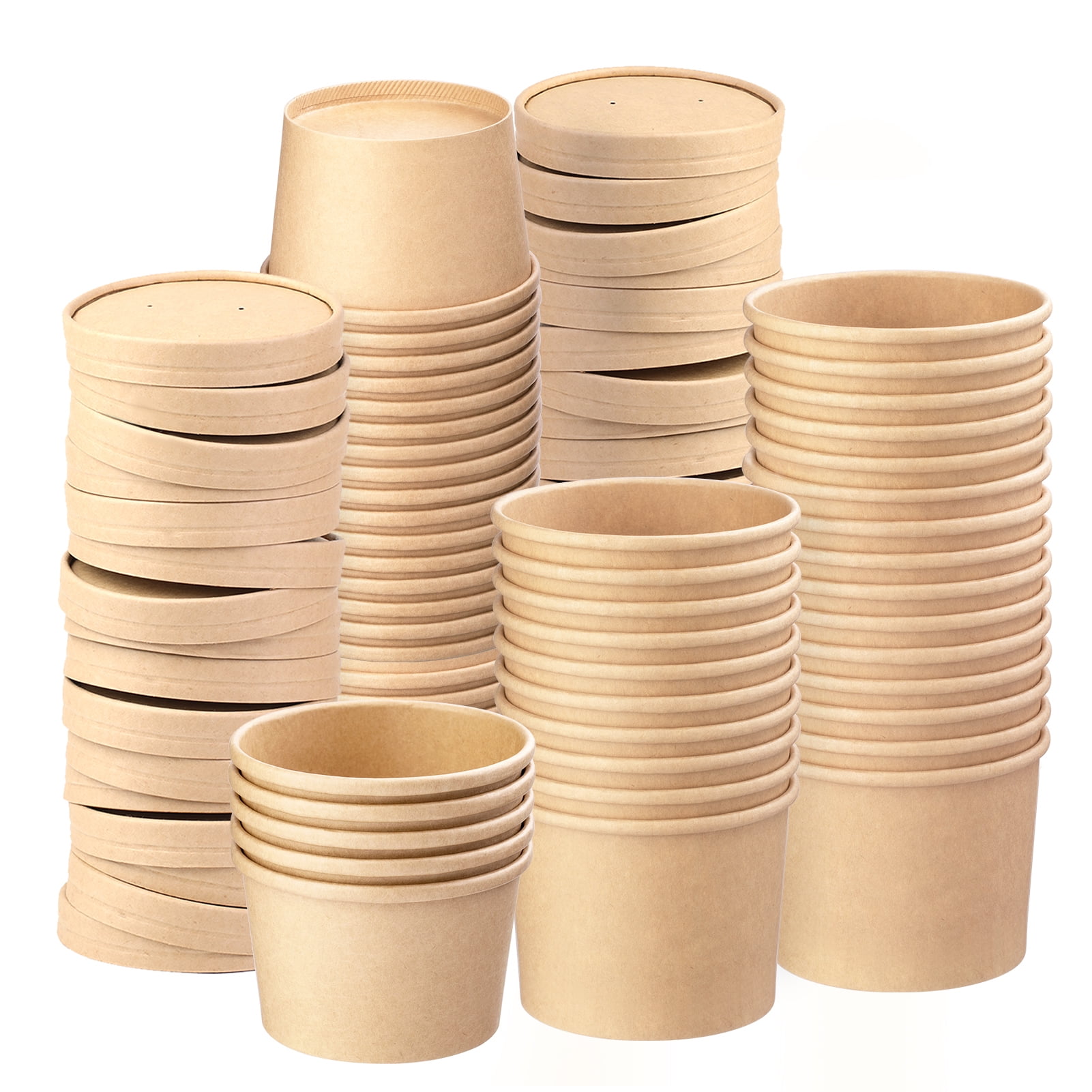 Jupean 8 & 12 OZ Soup Cups, Paper Containers with Vented Lid for Hot ...