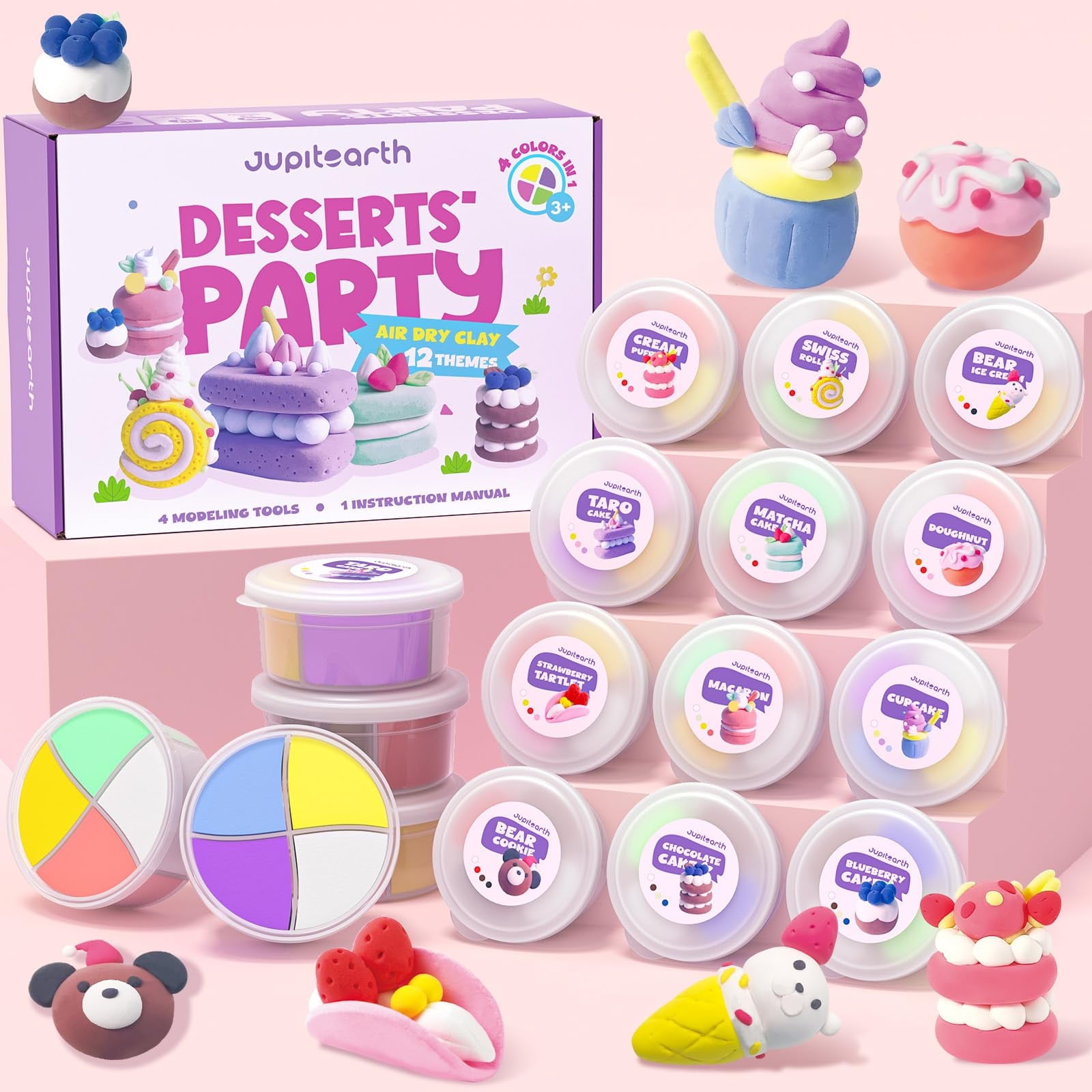 Jupitearth Air Dry Clay,12 Desserts Theme Party Foam Clay,Ultra Light ...