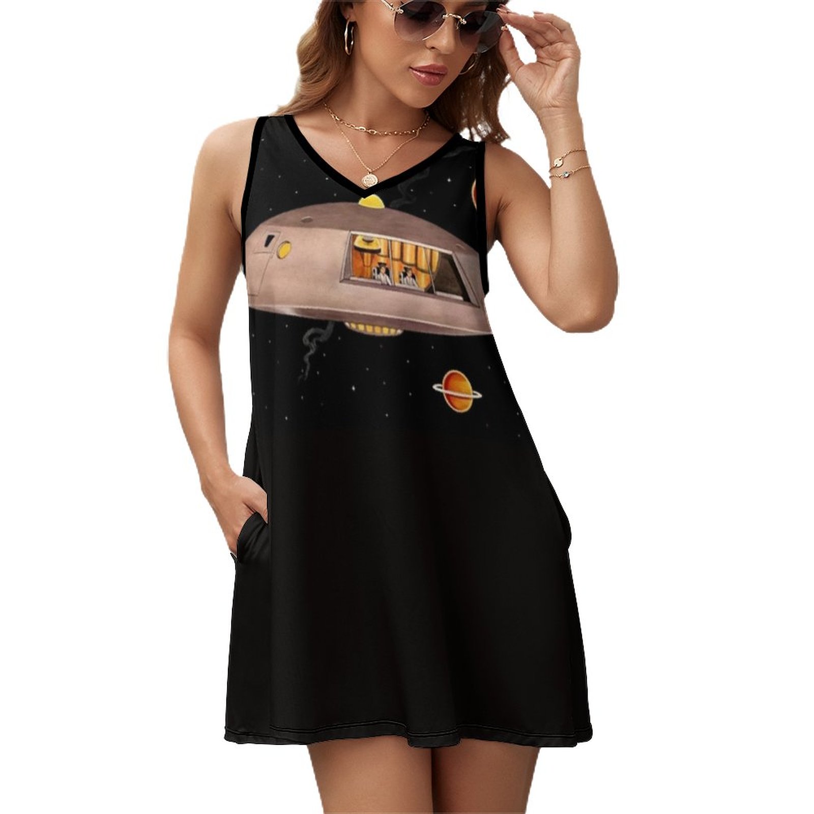 Jupiter 2 Deep Space Square Neck Dress New Plus Size Elegant Women ...