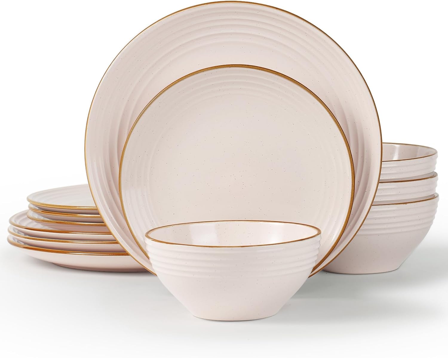 Jupiter Dinnerware Set, Plates and Bowls Dish Sets for 4 (12 Pieces ...